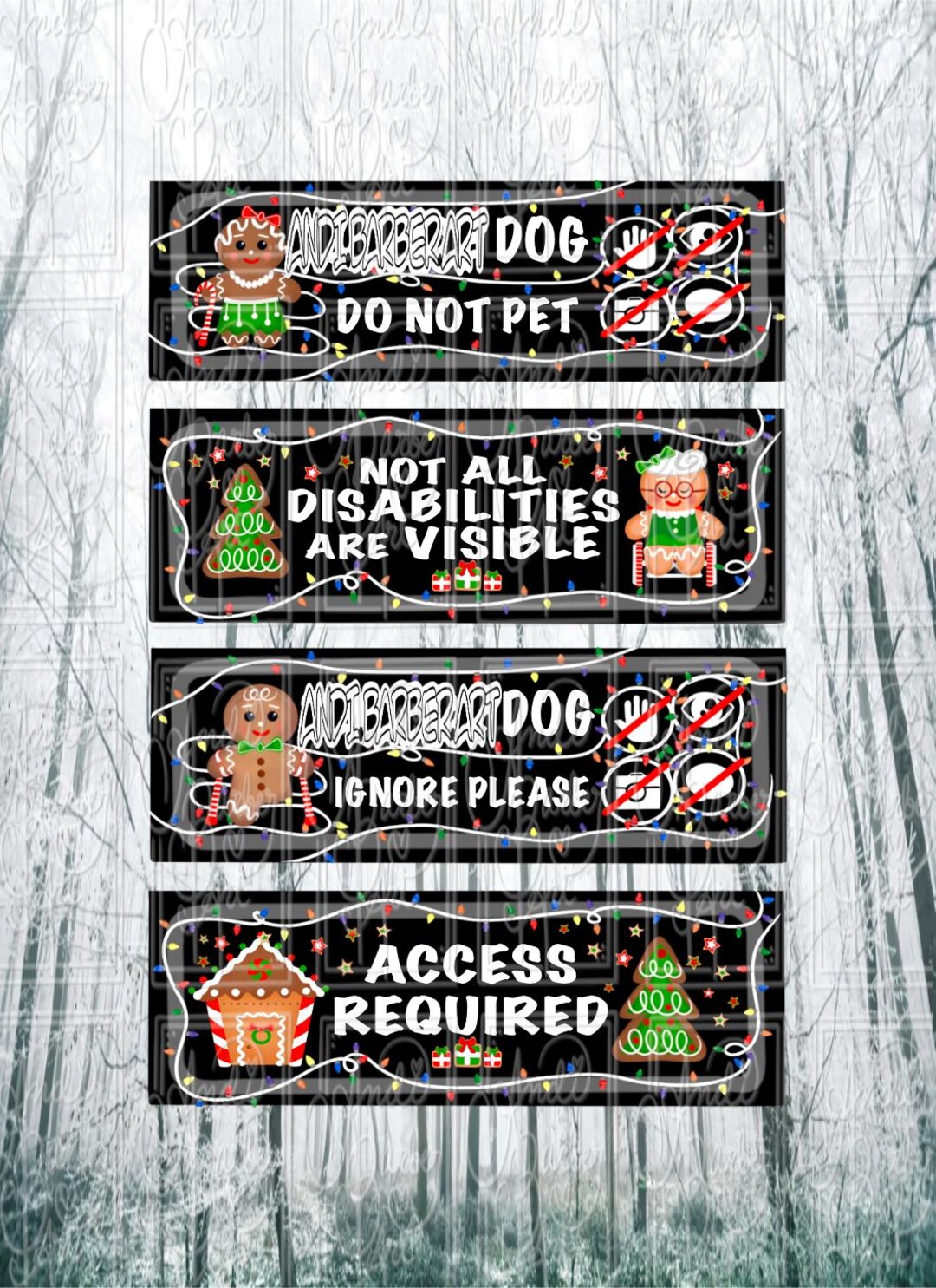 Christmas Lights & Disabled Gingerbread Printable Dog Patches for Vest ...