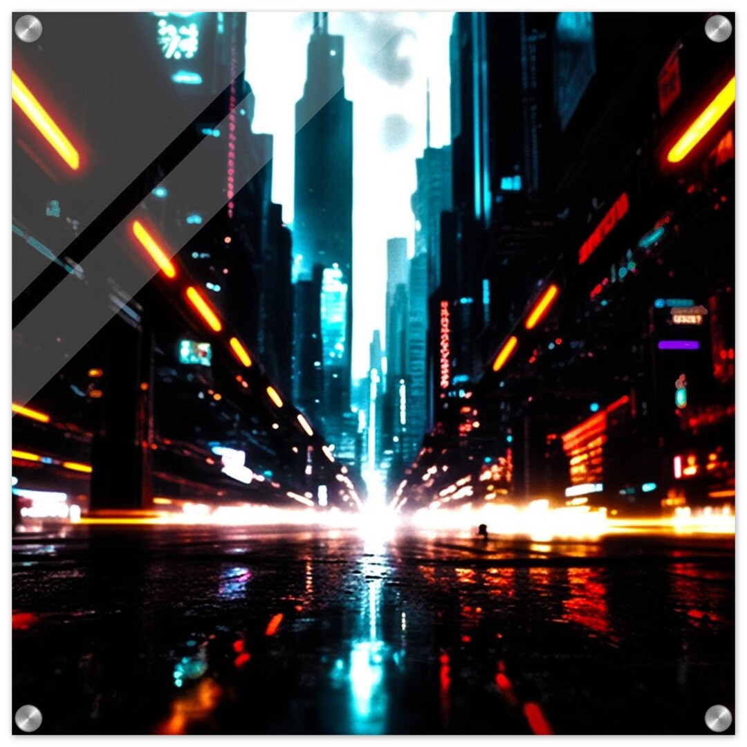 Glass Wall Art Print - Cyberpunk Cityscape Trippy Acrylic High Quality ...