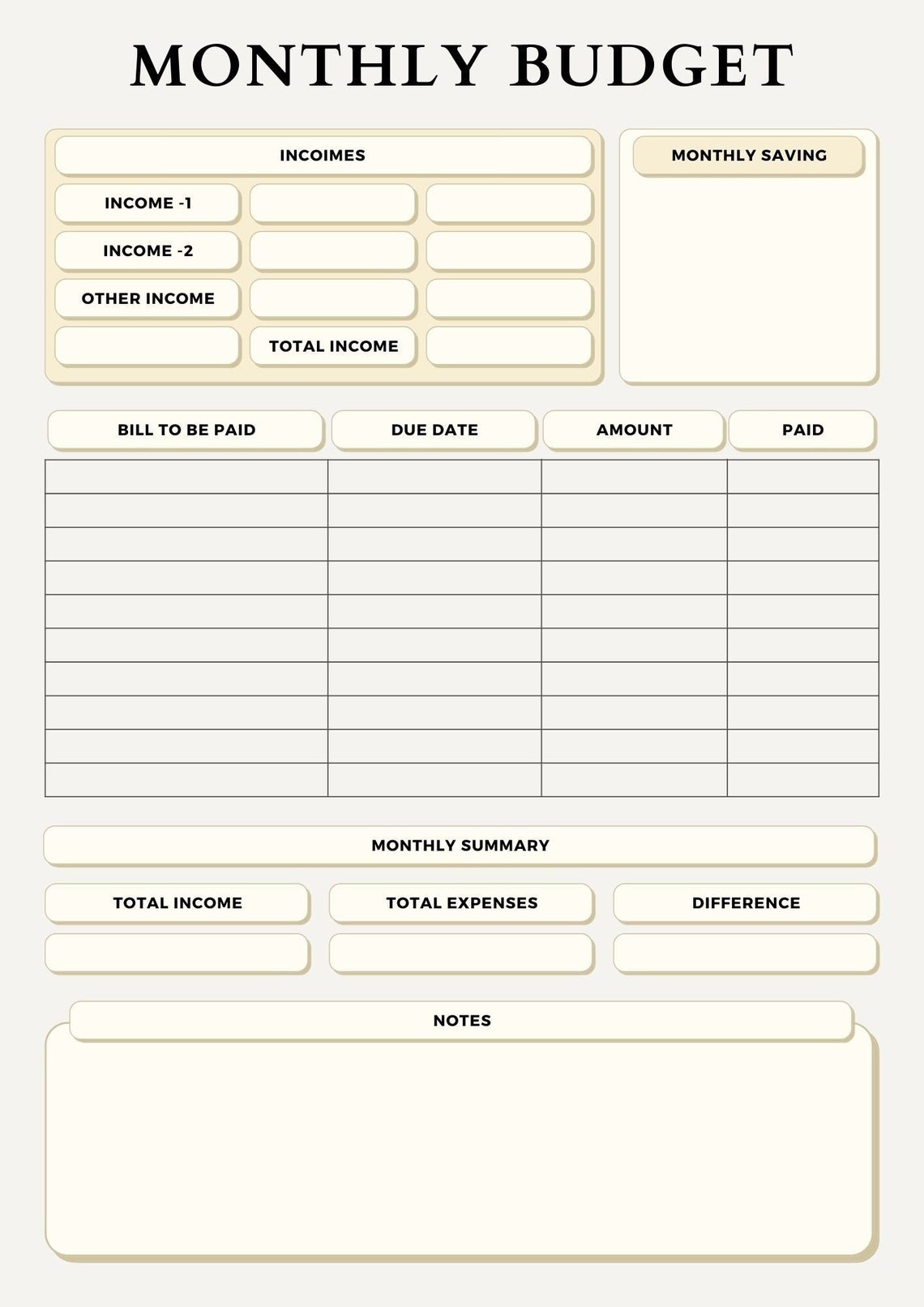 Monthly Budgeting Planner Template SVG - Etsy