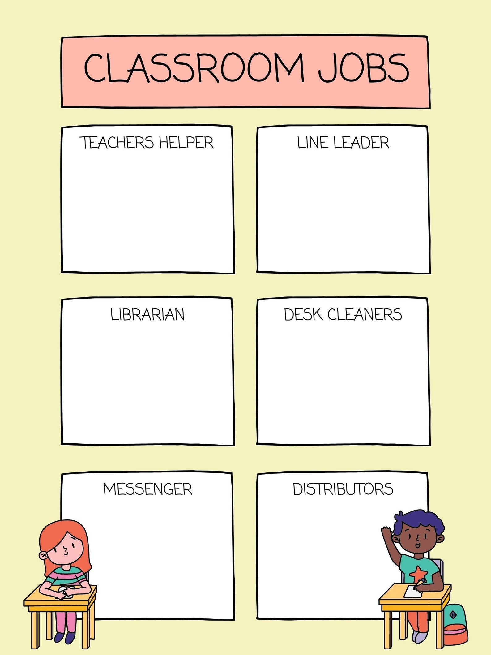 Classroom Jobs Worksheet Template SVG - Etsy