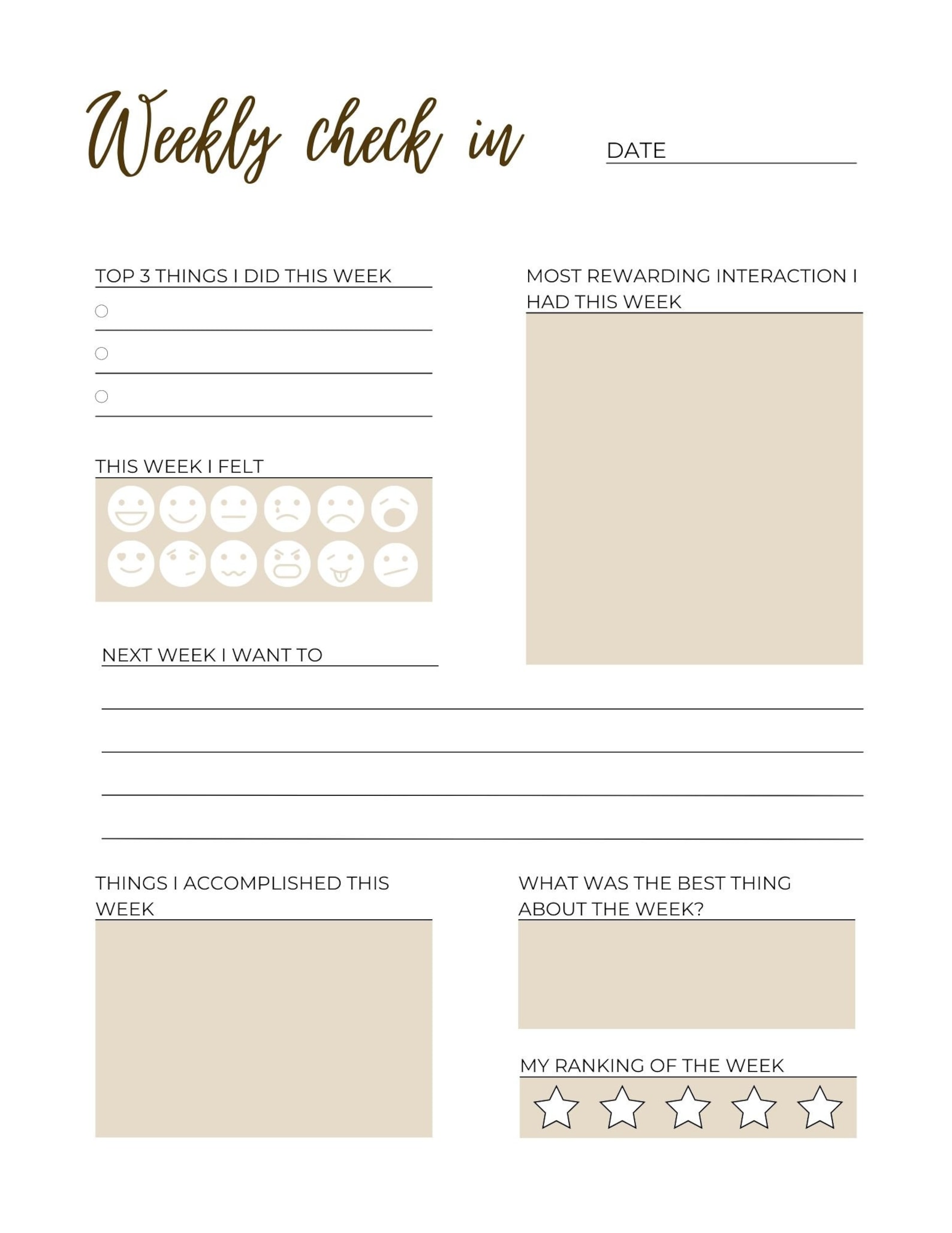 Mental Health Daily and Weekly Check in Journal Worksheet Printable ...