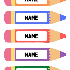 Colorful Pencil Name Tag Printable Template SVG - Etsy
