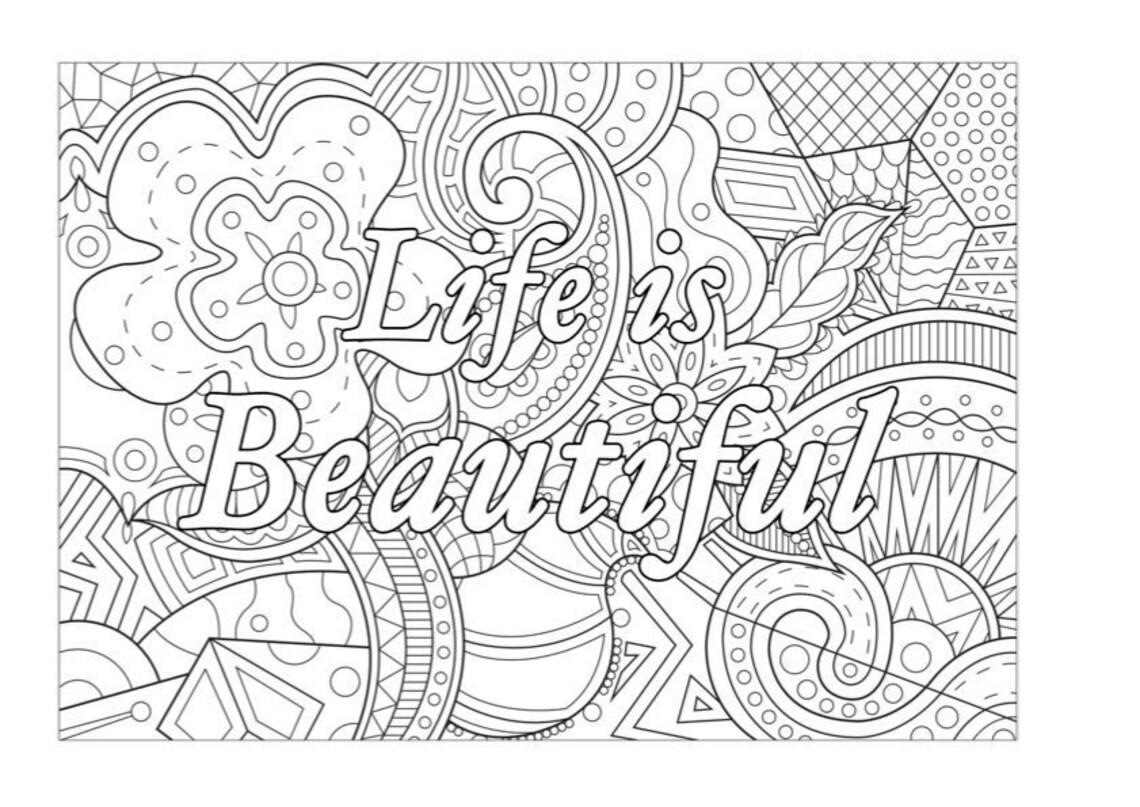 Life is Beautiful Coloring Page Svg-printable Coloring Page - Etsy