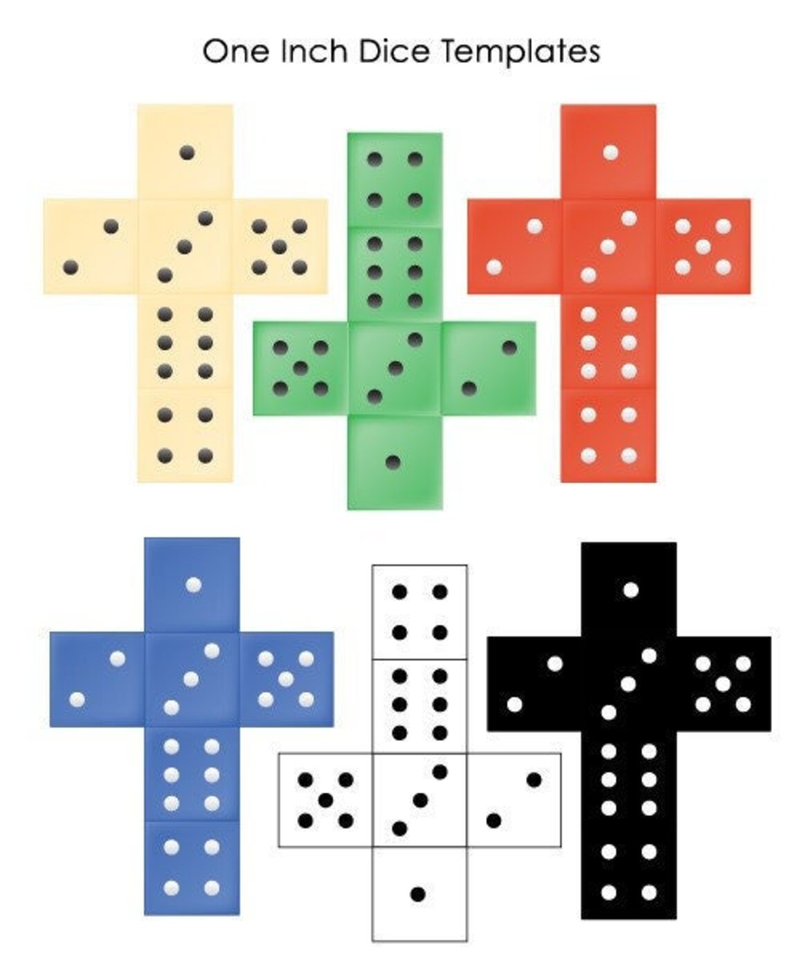 Colorful 1" Printable Dice Template - Makes Six Dice - Etsy