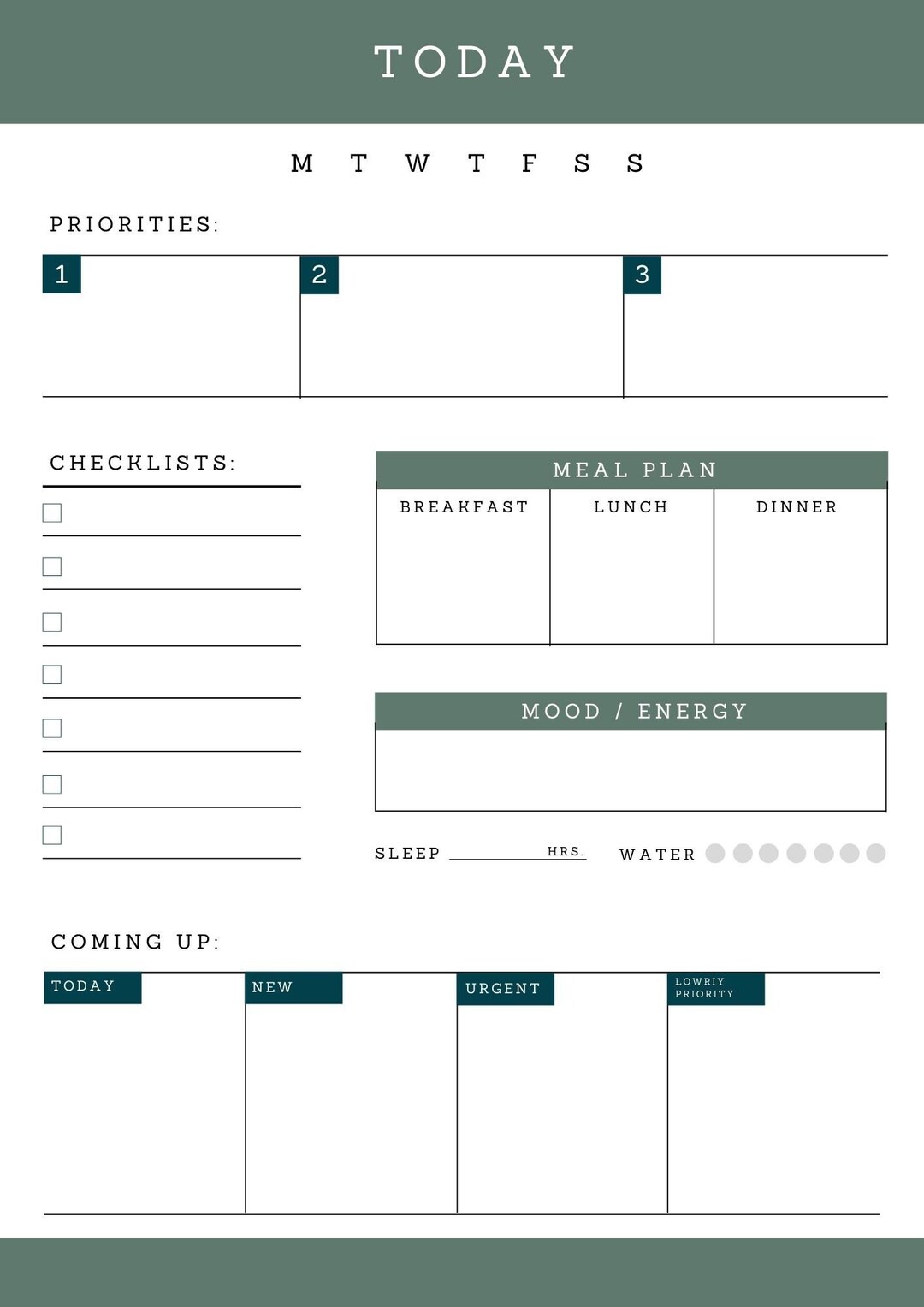 Daily Elegant Planner- Daily Plans- Daily Planner Template- Daily Plans ...