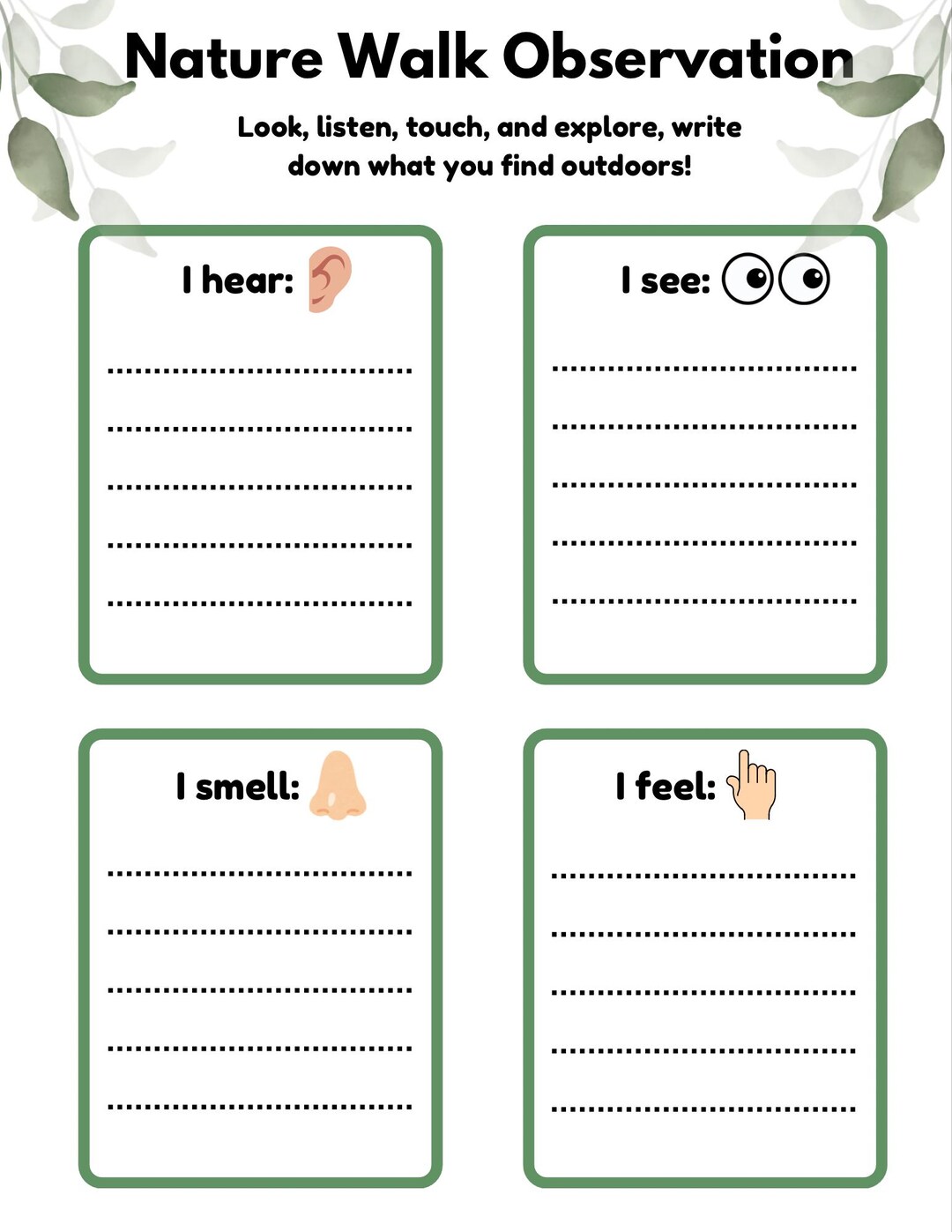 Nature Walk Observation Printable | Outdoor Activity for Kids | Nature ...
