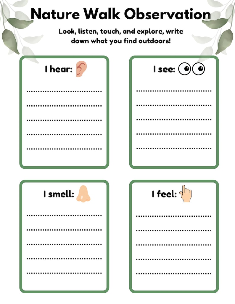 Nature Walk Observation Printable | Outdoor Activity for Kids | Nature ...