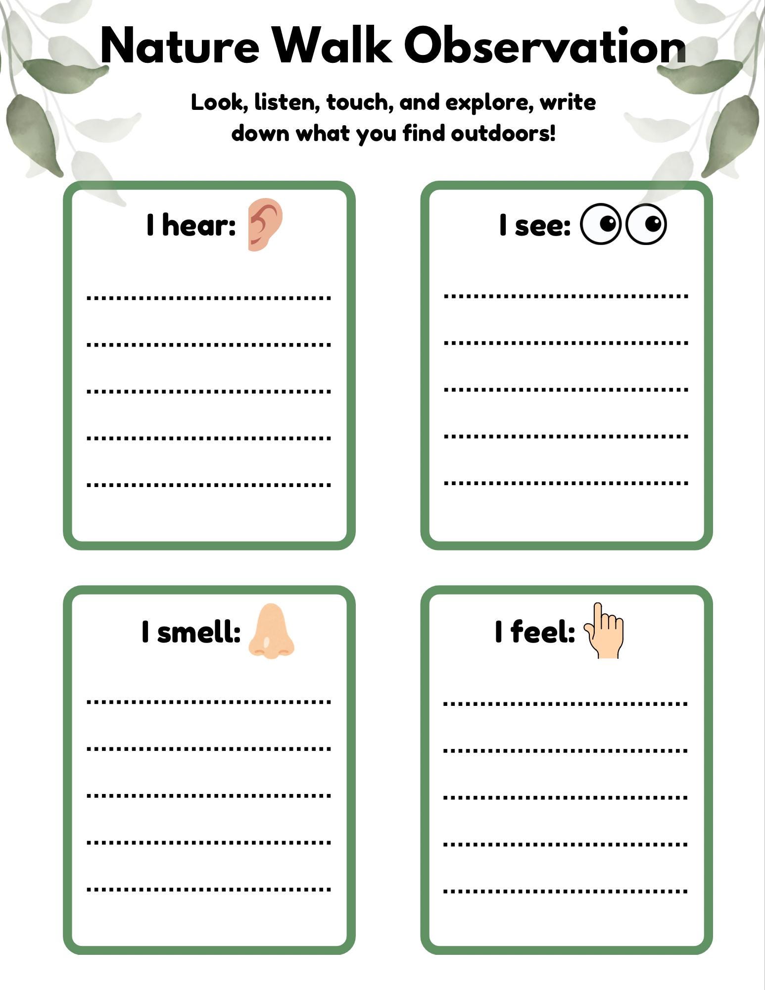 Nature Walk Observation Printable | Outdoor Activity for Kids | Nature ...