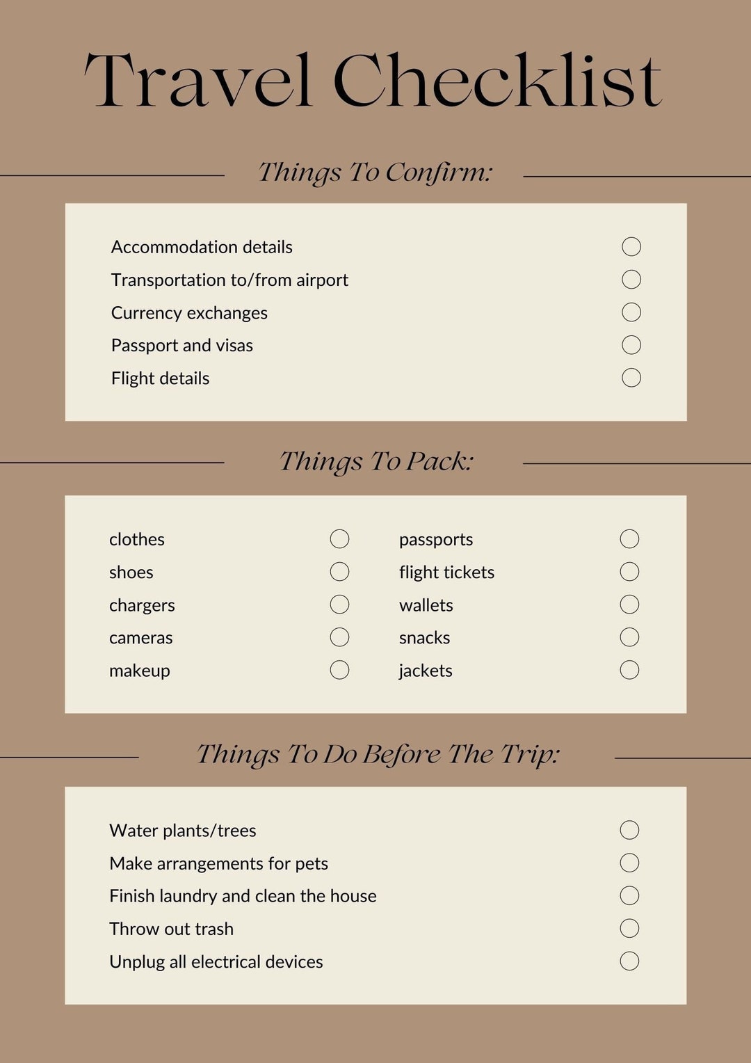 Travel Checklist Template SVG - Etsy