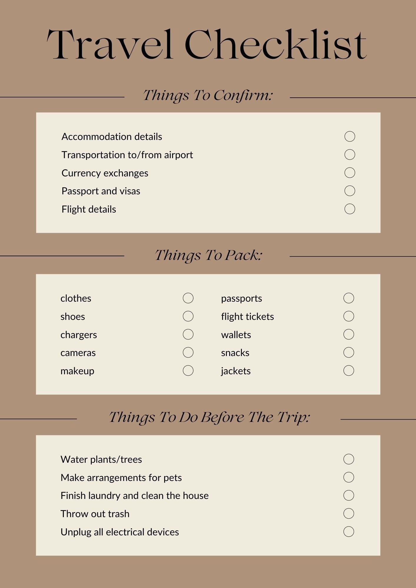 Travel Checklist Template SVG - Etsy