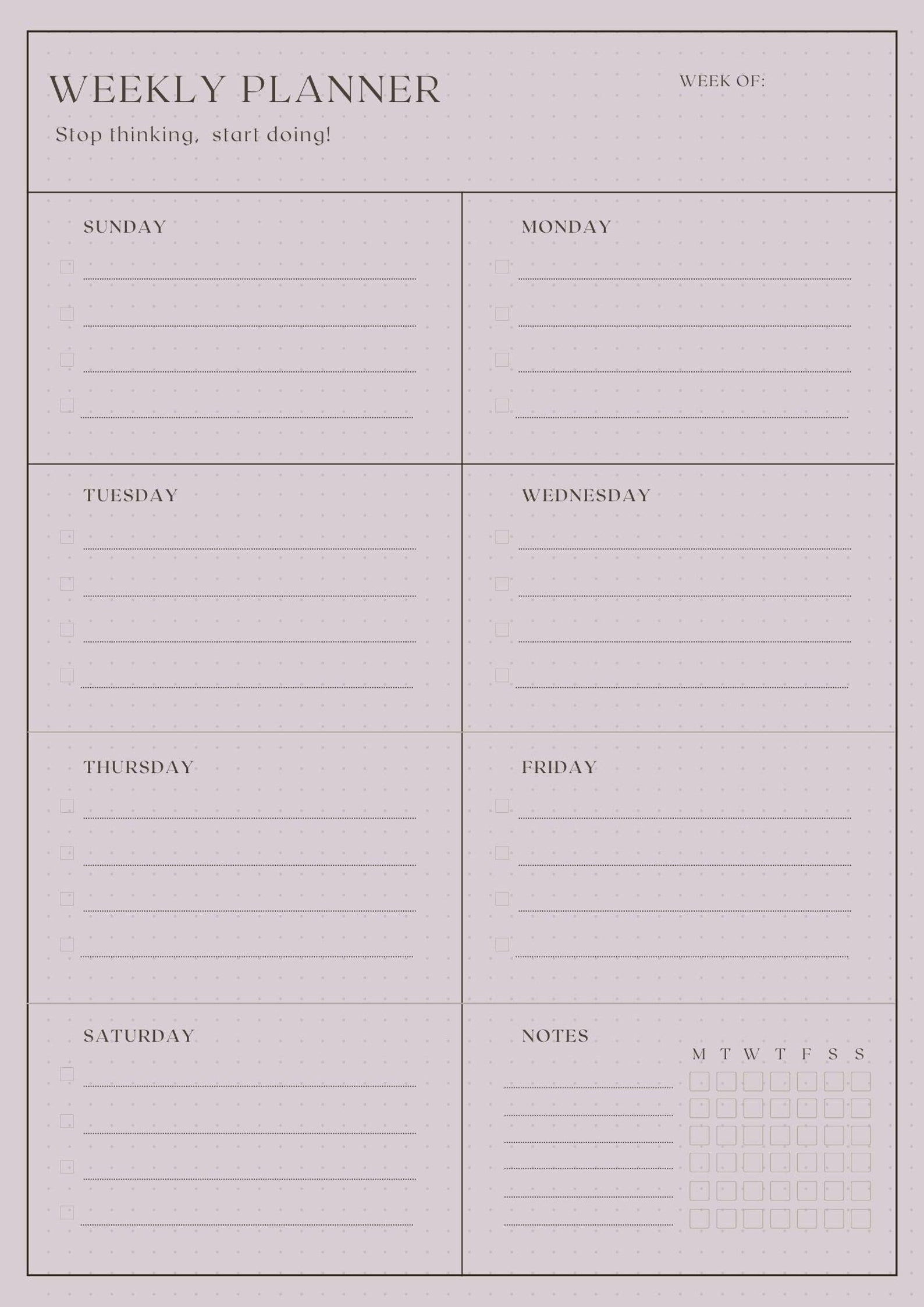 Weekly Planner Template SVG - Etsy Canada