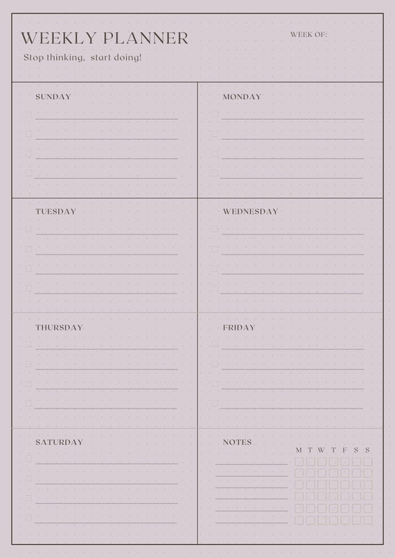 Weekly Planner Template SVG - Etsy