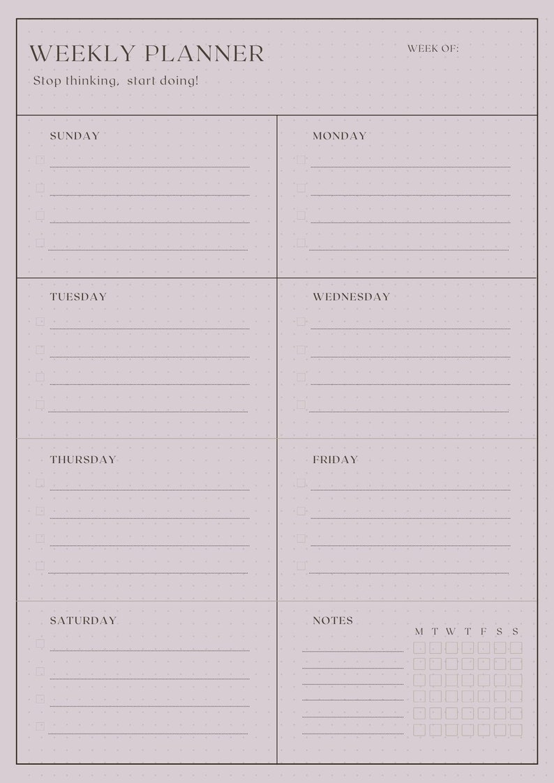 Weekly Planner Template SVG - Etsy Canada