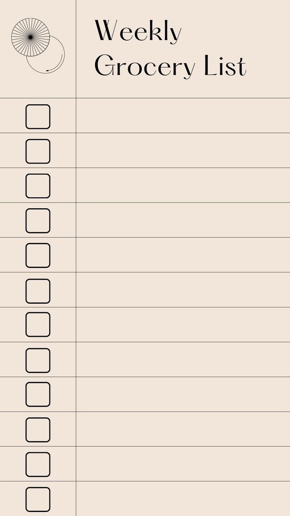 Weekly Grocery List Template SVG - Etsy