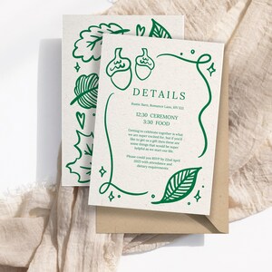 Forest Green Nature Wedding Invitation | Wood Illustration Rustic ...