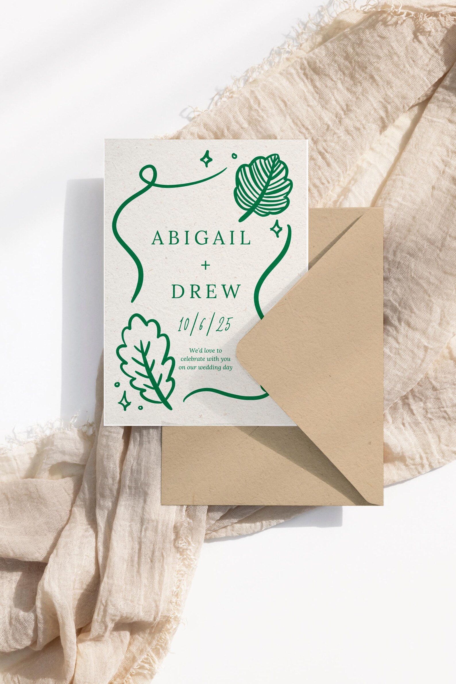 Forest Green Nature Wedding Invitation | Wood Illustration Rustic ...
