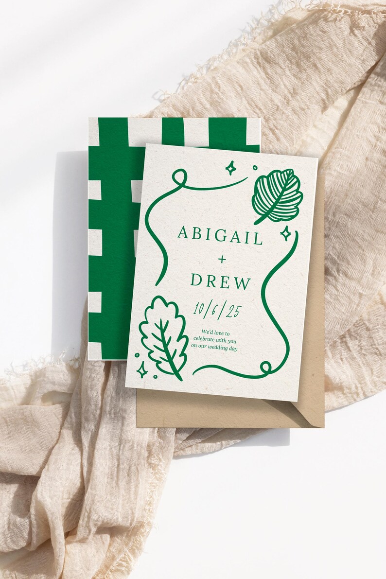 Forest Green Nature Wedding Invitation | Wood Illustration Rustic ...