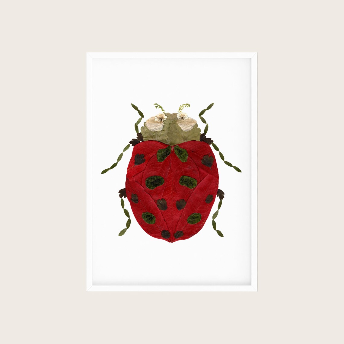 Pressed Flower Ladybug Art Print | Ladybug Print | Insect Art ...