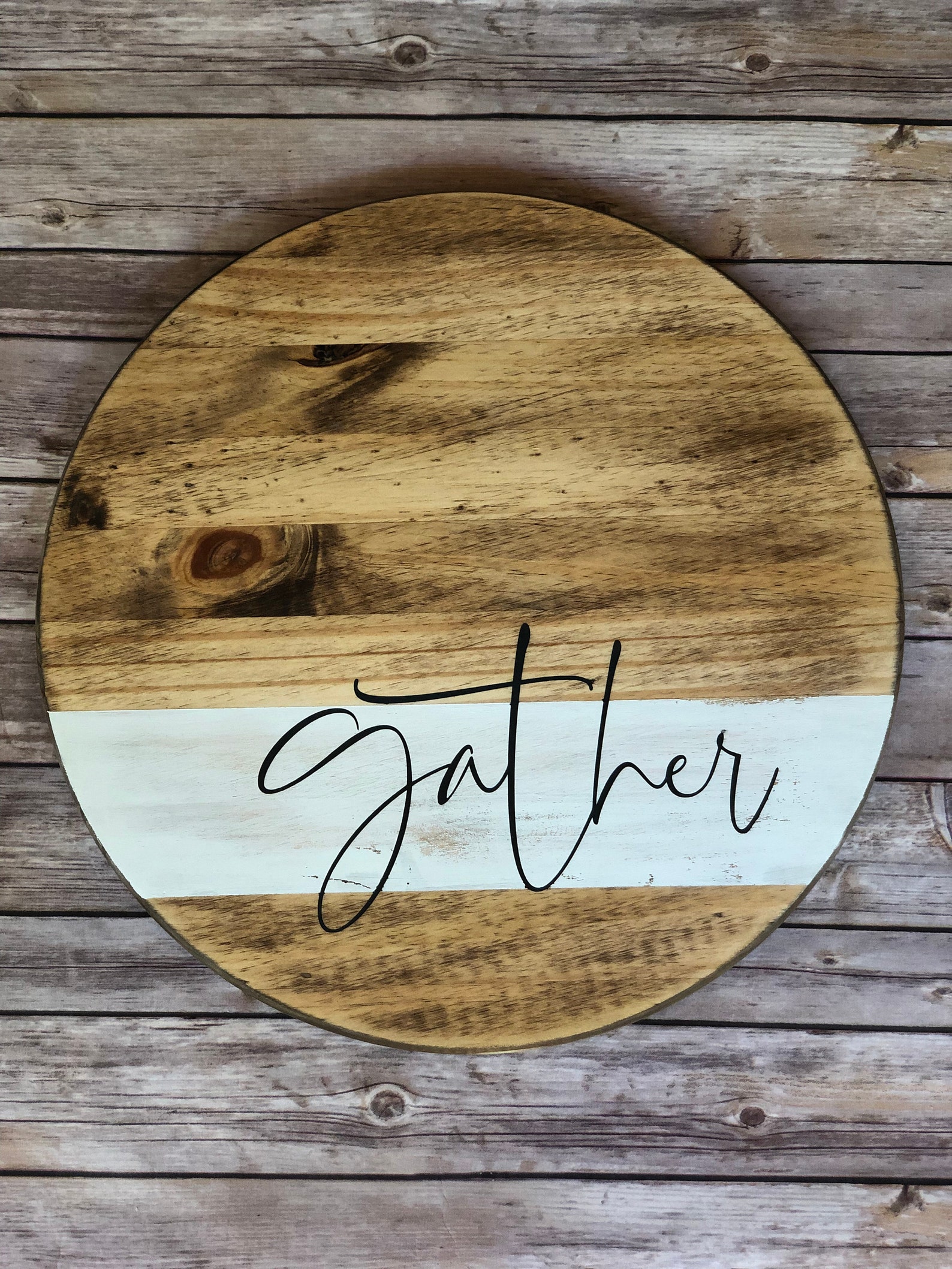 Gather Round Farmhouse Wood Sign | Living Room Decor | Wooden Tray ...