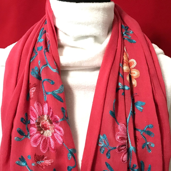 Boho Scarf Embroidered - Etsy