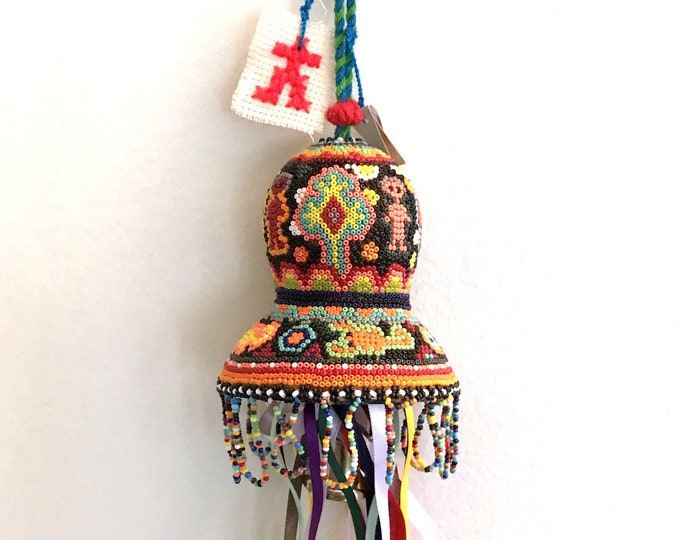 1980s Handmade Huichol Beaded Gourd Bell - Etsy
