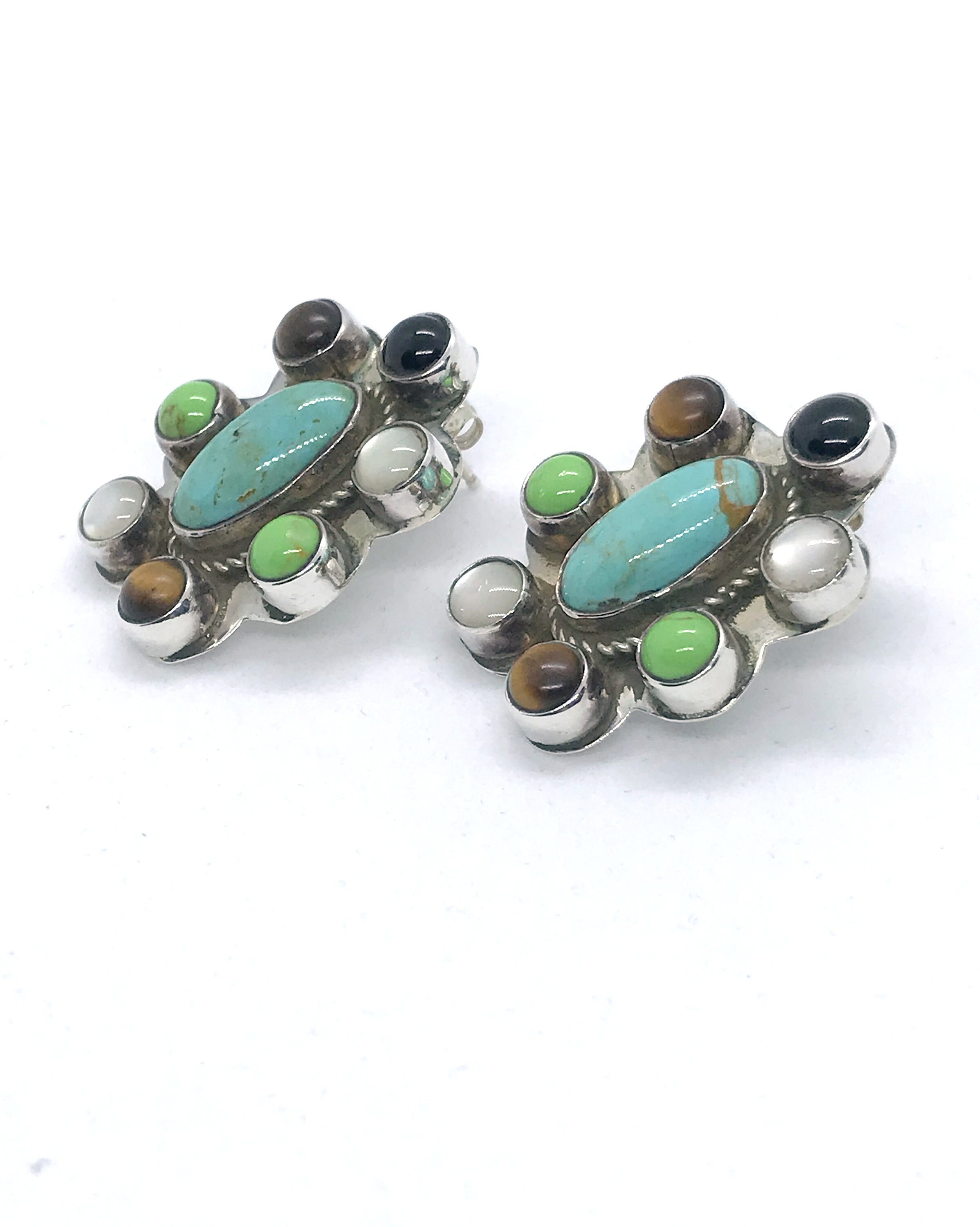 1990s Navajo Leander Nezzie Multi-gem Earrings | Etsy