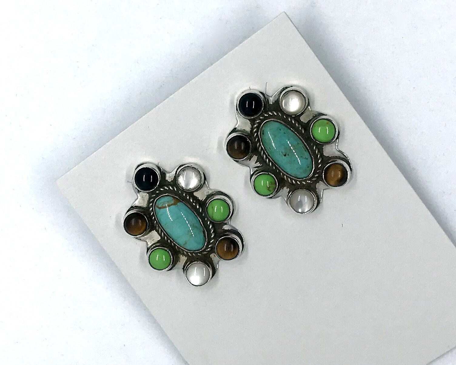 1990s Navajo Leander Nezzie Multi-gem Earrings | Etsy