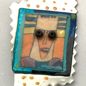 1990s Handmade Enameled Tin Nun Pin - Etsy