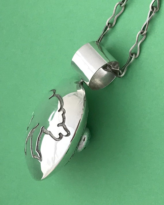 1980s Navajo Leander Nezzie two-sided Fox turquoise p… - Gem