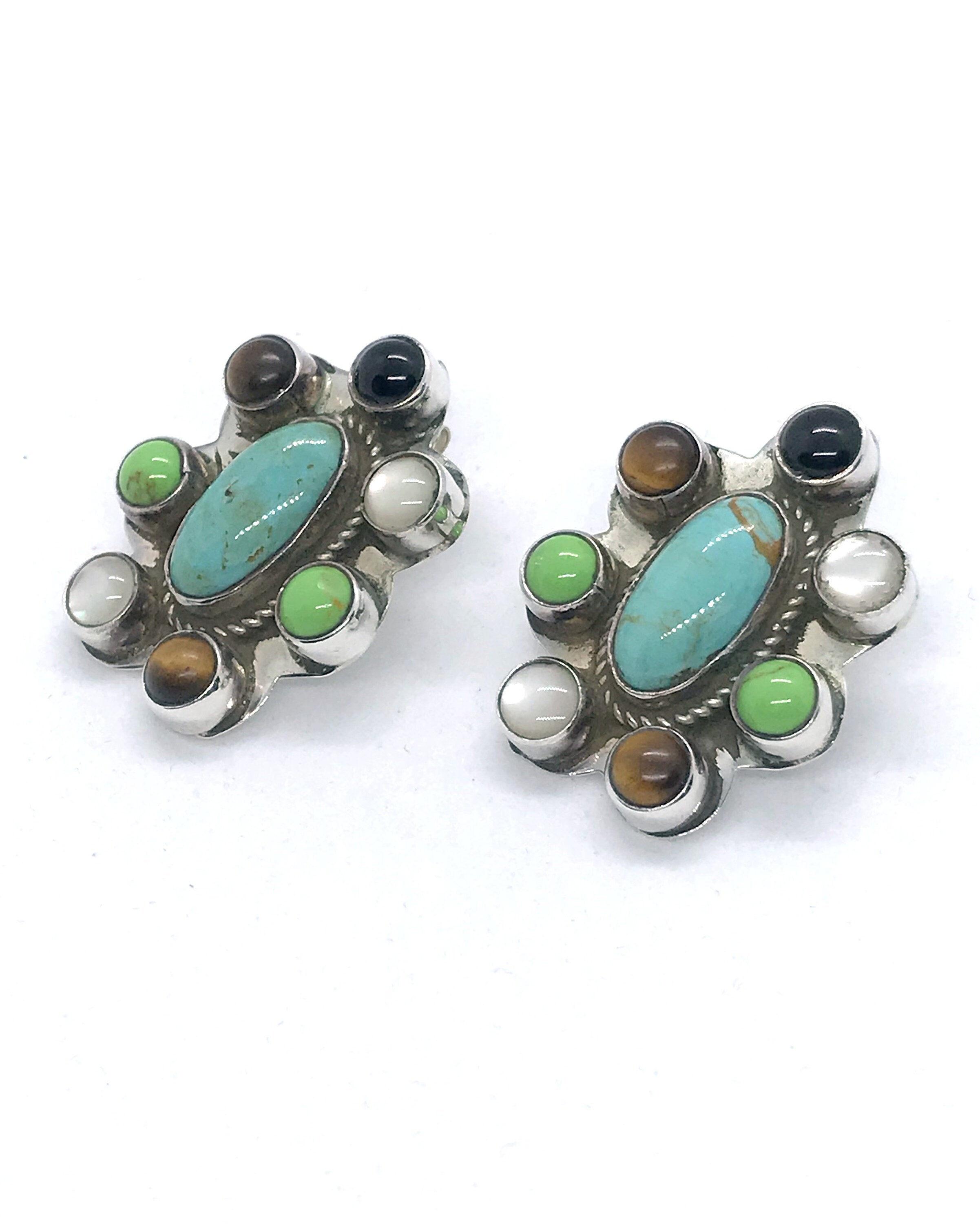 1990s Navajo Leander Nezzie Multi-gem Earrings | Etsy