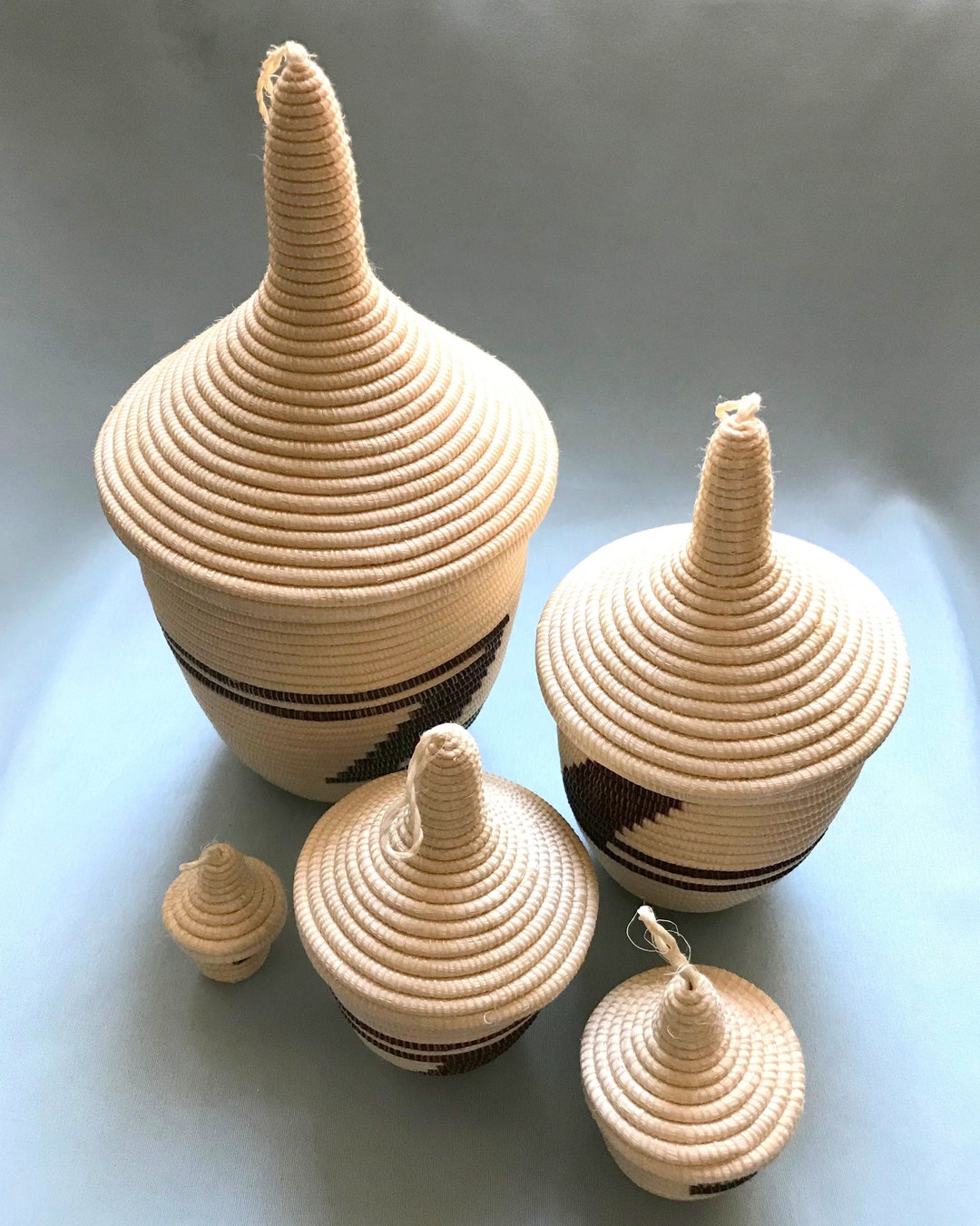 Vintage Set of Five Hand-woven Rwandan Nesting Agaseke Peace Baskets - Etsy