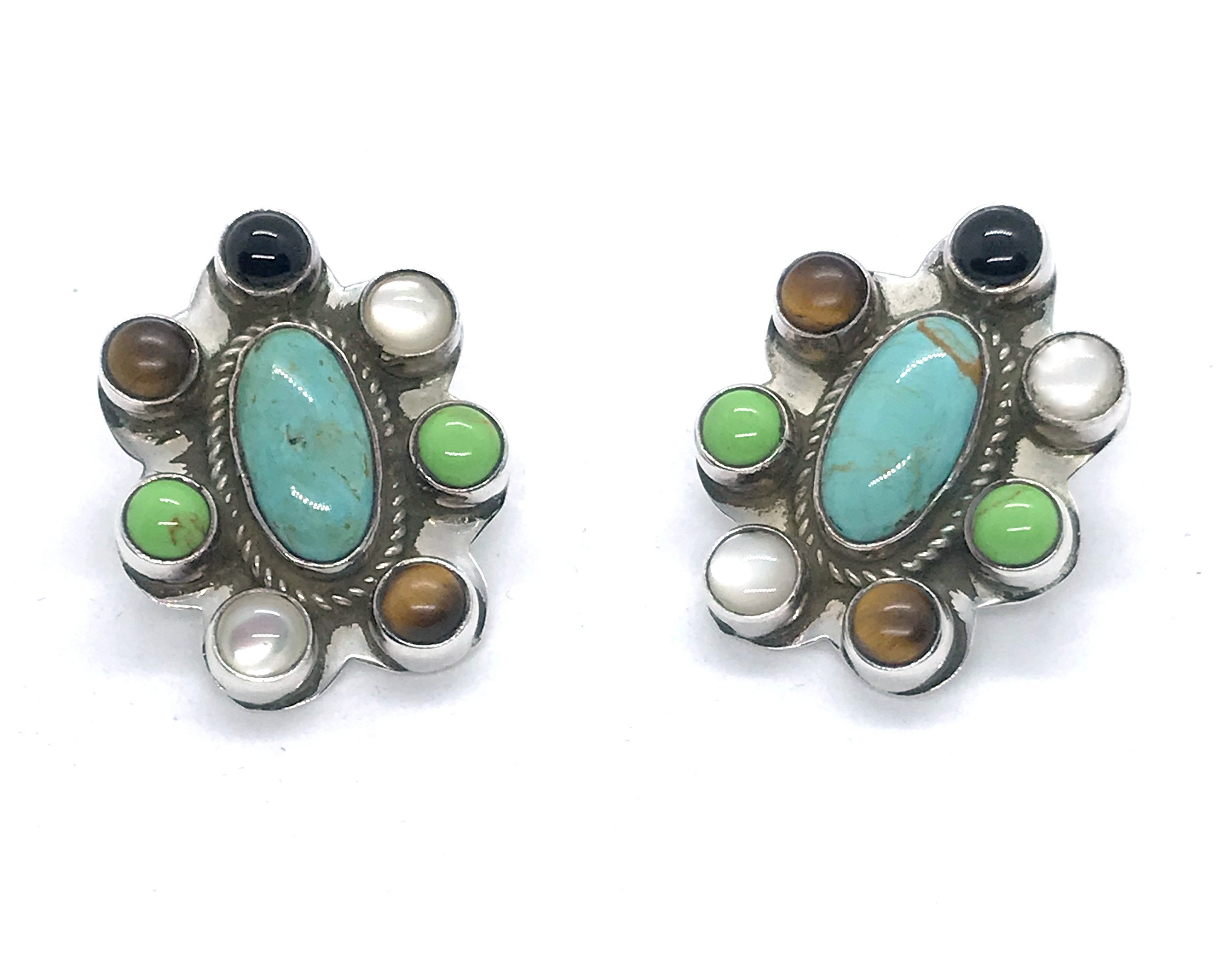 1990s Navajo Leander Nezzie Multi-gem Earrings | Etsy