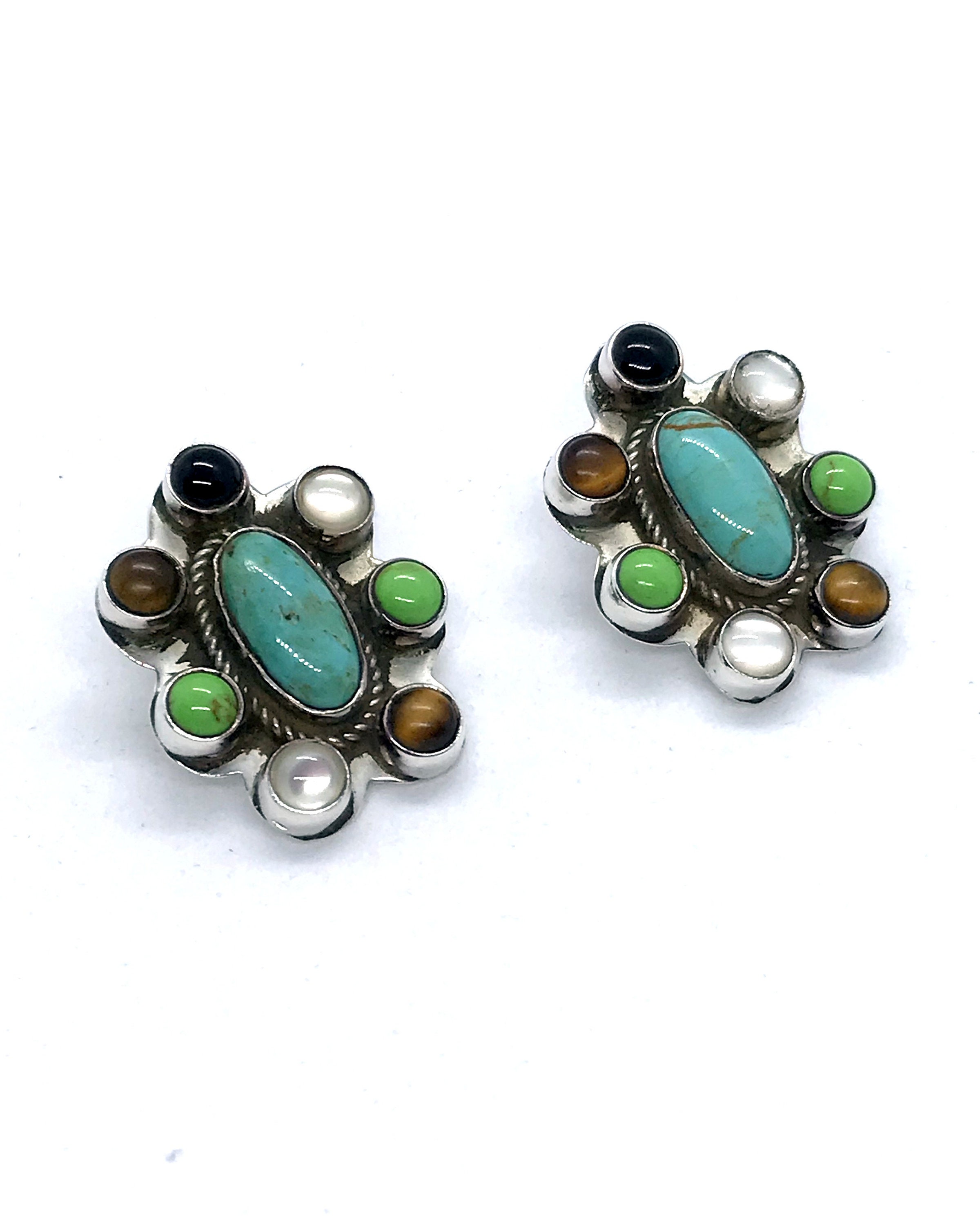 1990s Navajo Leander Nezzie Multi-gem Earrings - Etsy