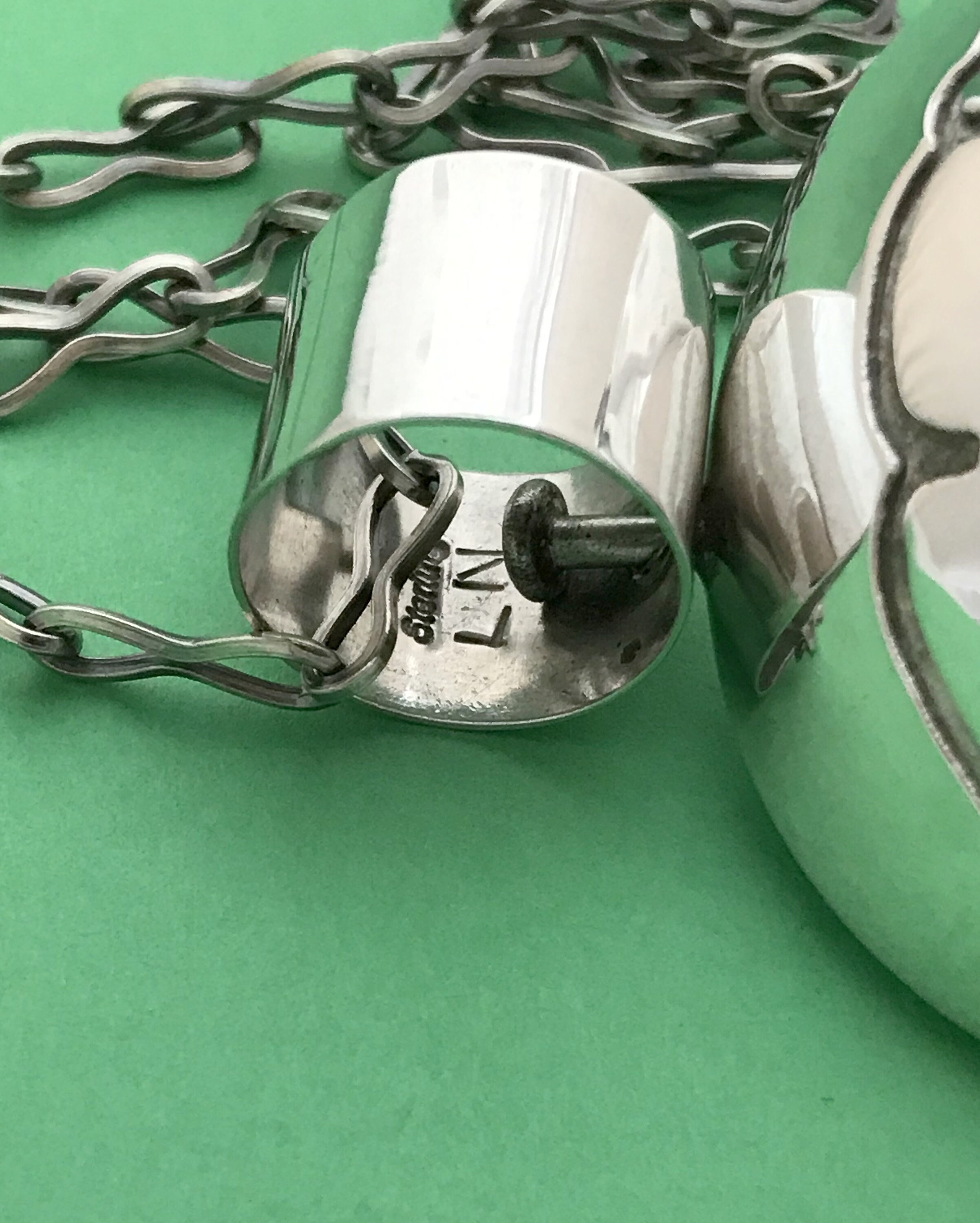 1980s Navajo Leander Nezzie Two-sided Fox Turquoise Pendant With Bear ...