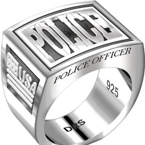 Men's Heavy 0.925 Sterling Silver Police Ring Band - Etsy