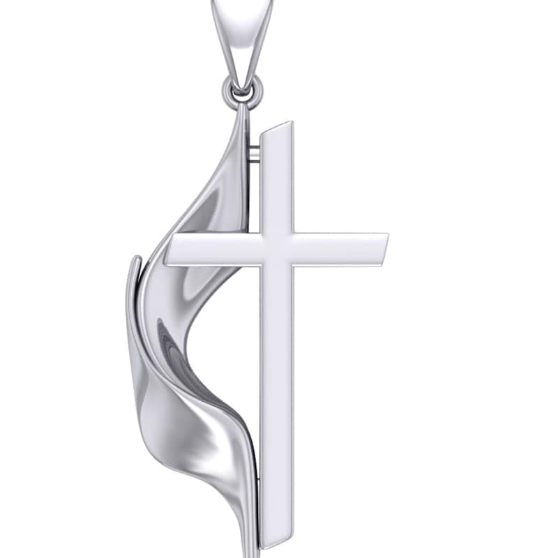 Cross With Flame Pendant - Etsy