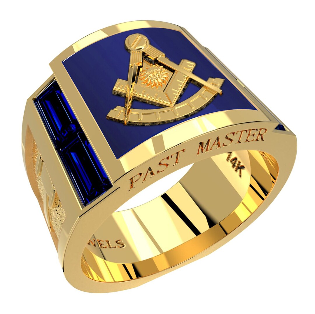 Men's Heavy Solid 10K or 14K Yellow or White Gold Past Master Ring Band ...