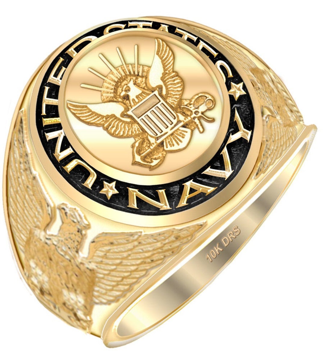 Men's 14k or 10k Yellow or White Gold United States US Navy Military ...