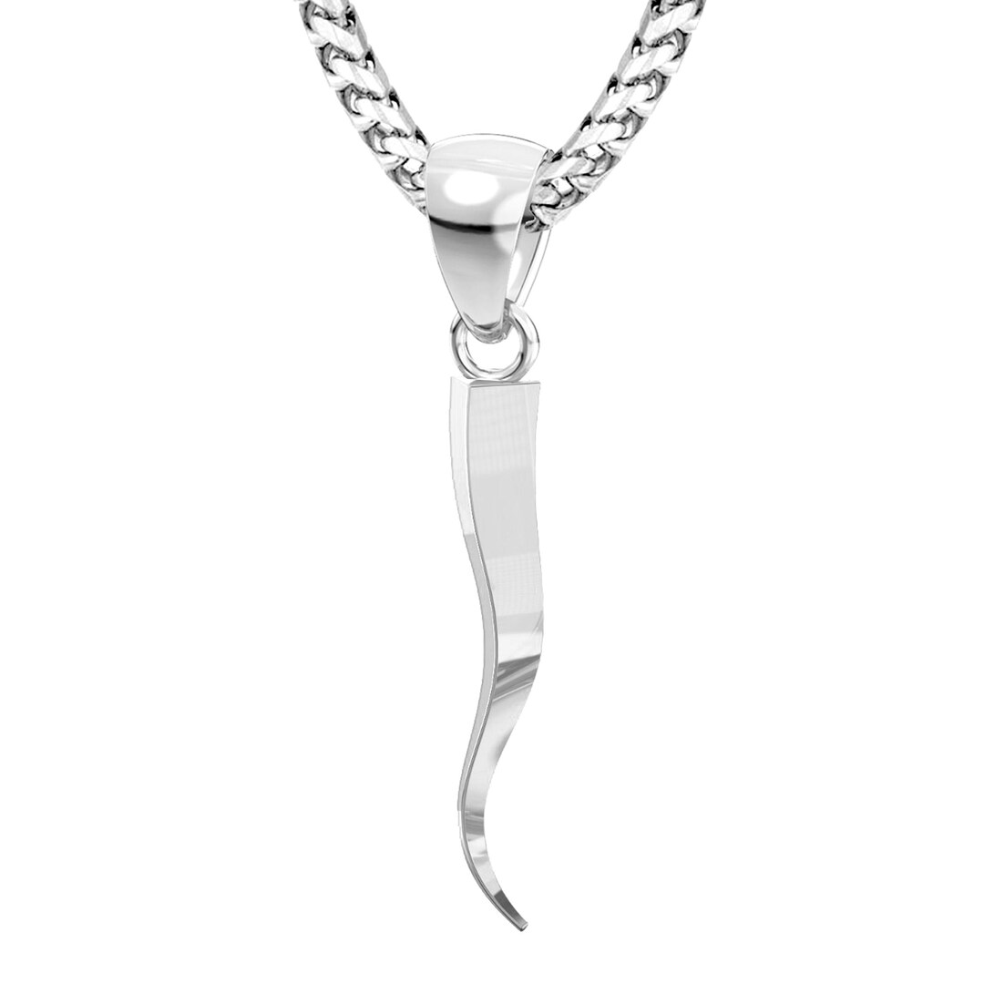 Men's Large Triangular 925 Sterling Silver Italian Horn Good Luck ...