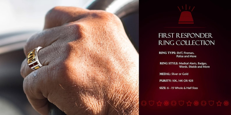 Men's Heavy 0.925 Sterling Silver Police Ring Band - Etsy