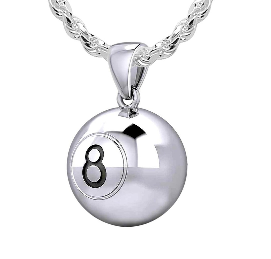 Sterling Silver 3D Eight Ball Pendant Necklace, 18.5mm - Etsy