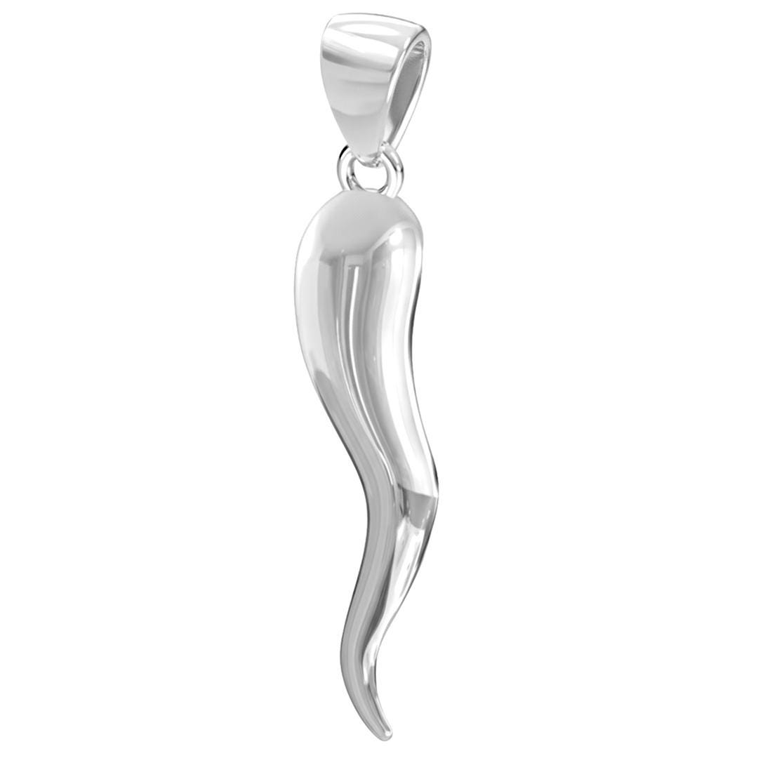 Men's Extra Large Solid Sterling Silver Italian Horn Cornicello Pendant ...