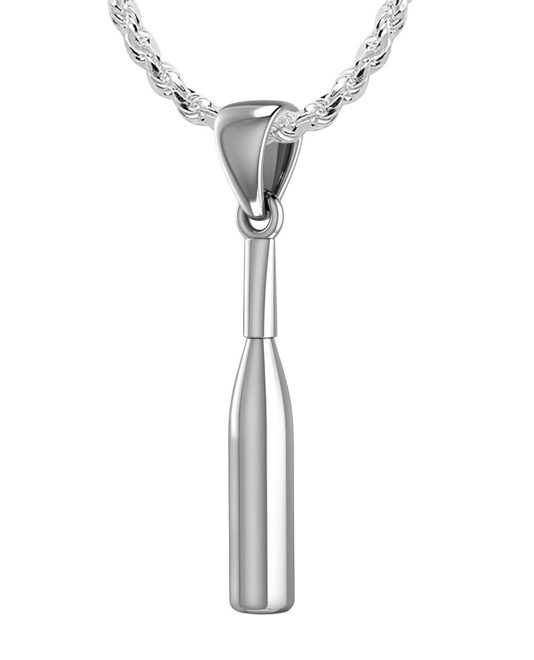 Large 925 Sterling Silver 3D Baseball Bat Pendant Necklace, Available ...