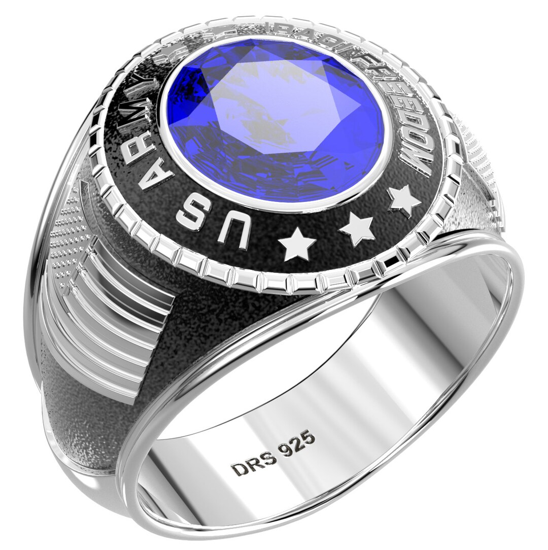 Customizable Iraqi Freedom Men's 925 Sterling Silver US Army Military ...