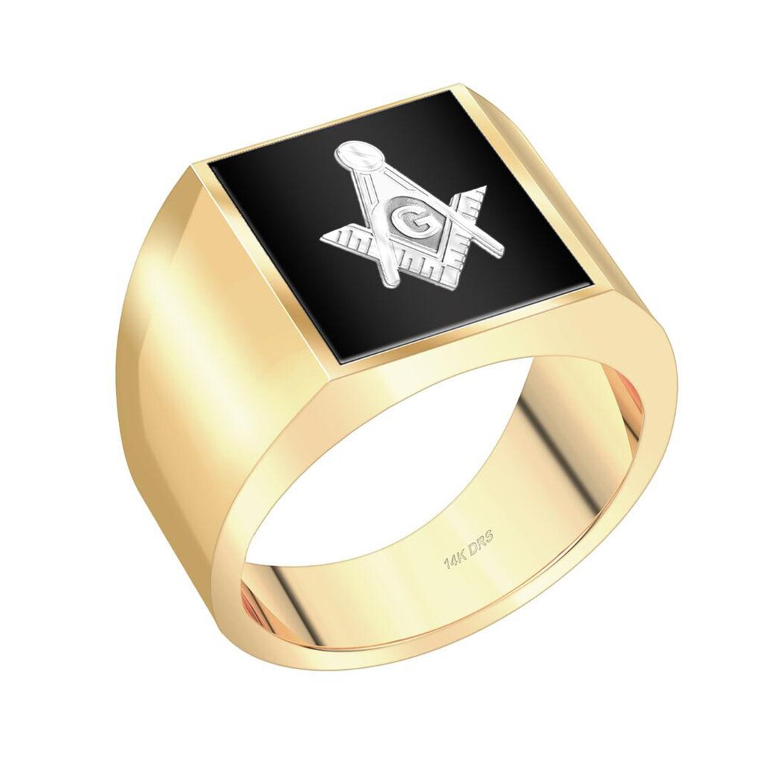 Solid Back 14k Yellow Gold Masonic Master Mason Ring - Etsy