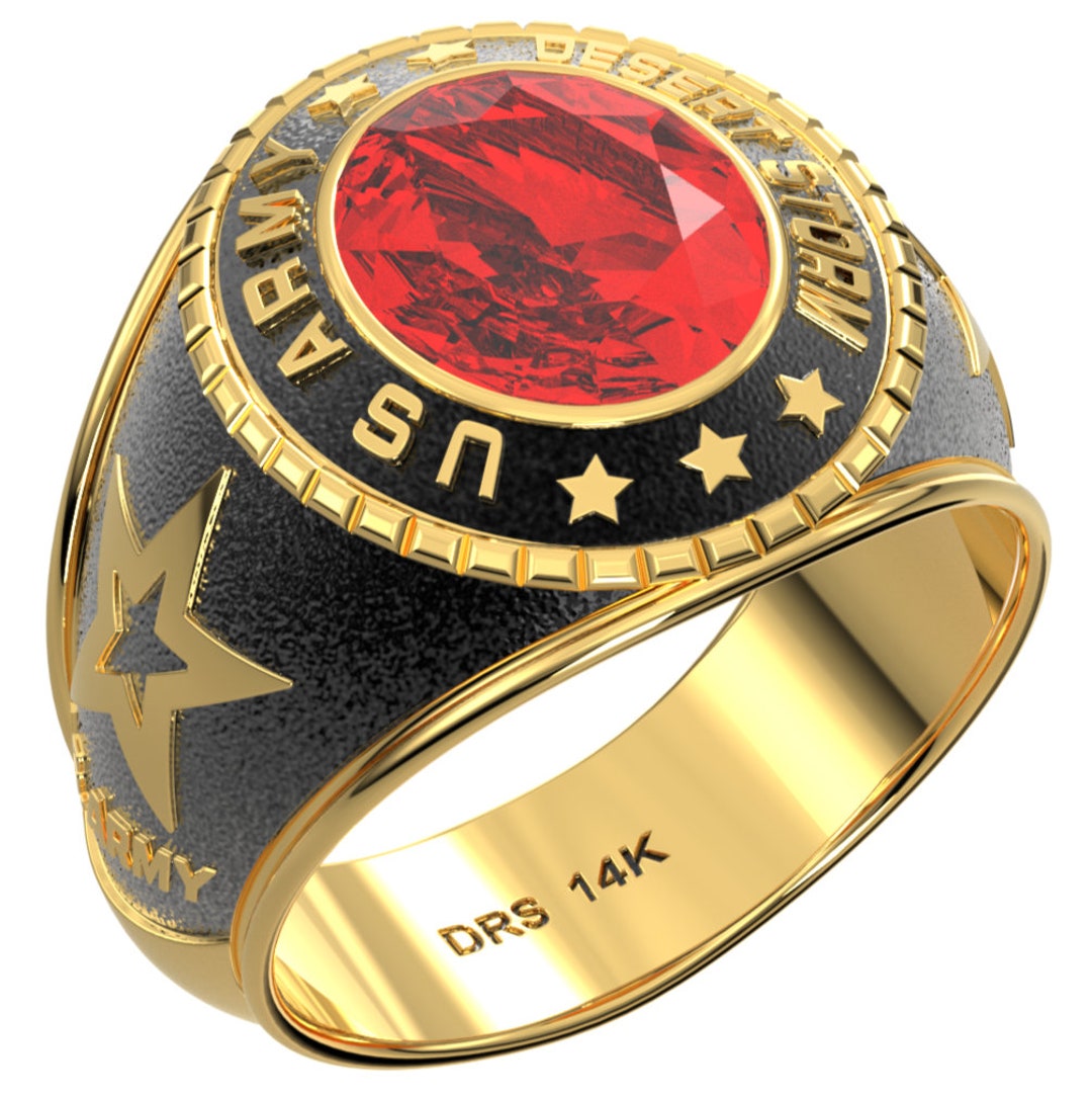 Desert Storm US Army Ring: 14k Gold Military Jewelry - Etsy