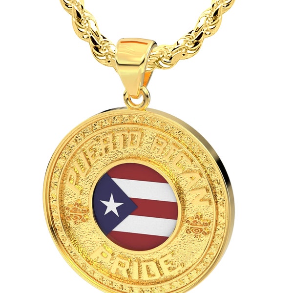 Puerto Rican Flag Pendant Gold - Etsy