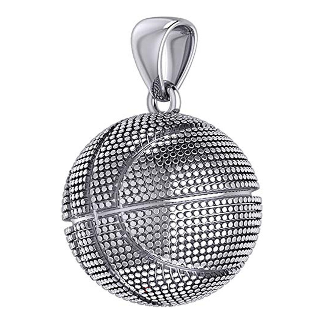 US Jewels 925 Sterling Silver Textured Basketball Sports Pendant ...