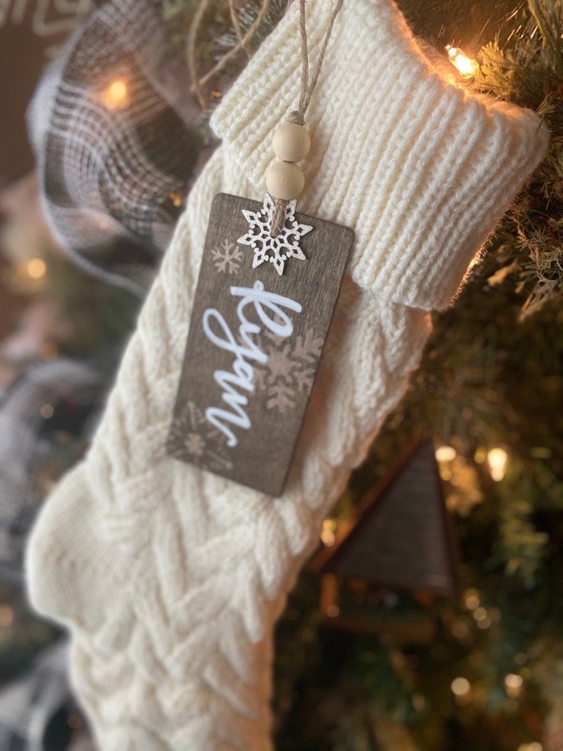 Wooden Stocking Tags Modern Farmhouse Gift Tags Natural Wood - Etsy