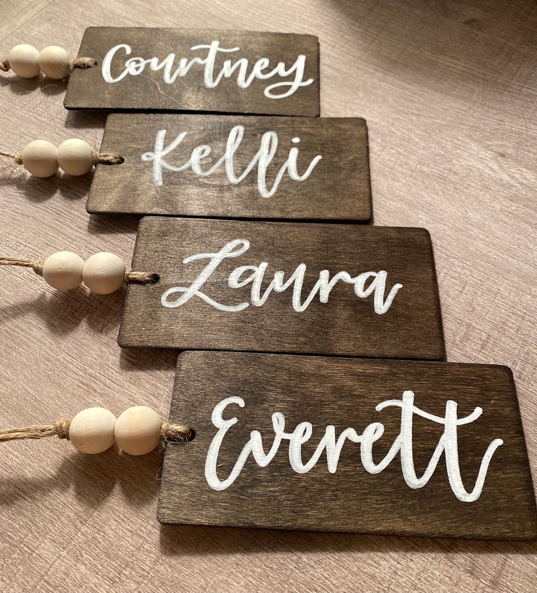 Custom Wooden Tags Modern Farmhouse Gift Tags Natural Wood Beads ...